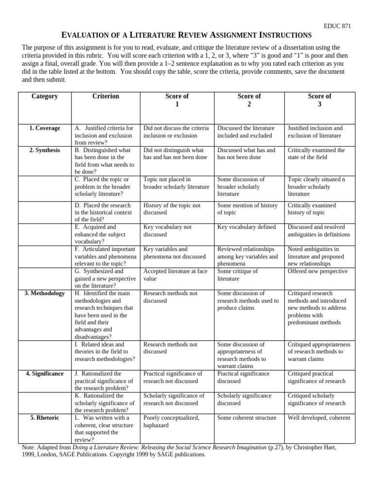 Evaluation of A Literature Review Assignment | PDF | Methodology | Semiotics
