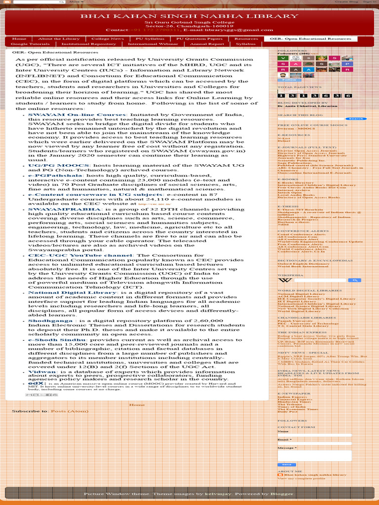 Bhai Kahan Singh Nabha Library Oer - Open Educational Resources | PDF | Digital Library | Libraries
