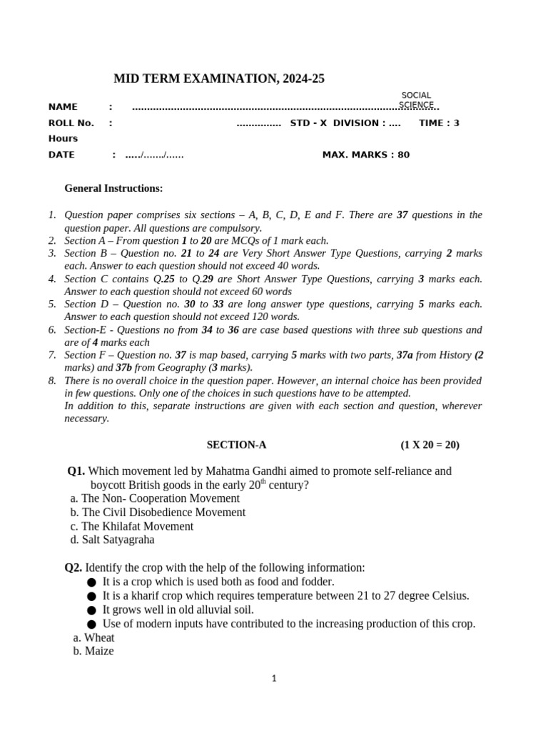 2024 class 10 mid term | PDF | Belgium | Brussels