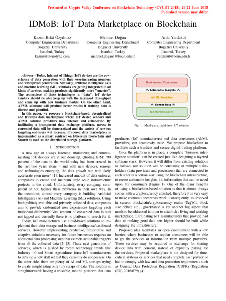 Blockchain-Based IoT Data Marketplace | PDF | Internet Of Things | Artificial Intelligence