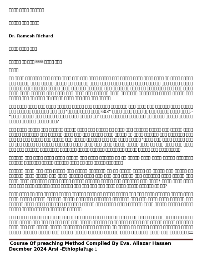 Dr. Ramesh Richard: Course of Preaching Method Compiled by Eva. Aliazar ...