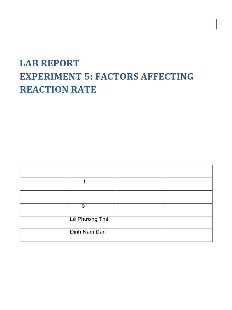Reaction Rate Factors in Chemistry Lab | PDF | Chemical Reactions ...