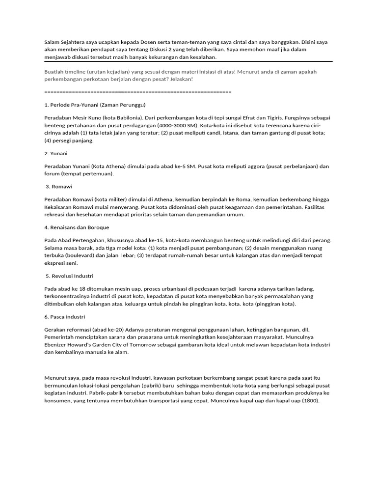 Diskusi 2 Perencanaan Kota | PDF