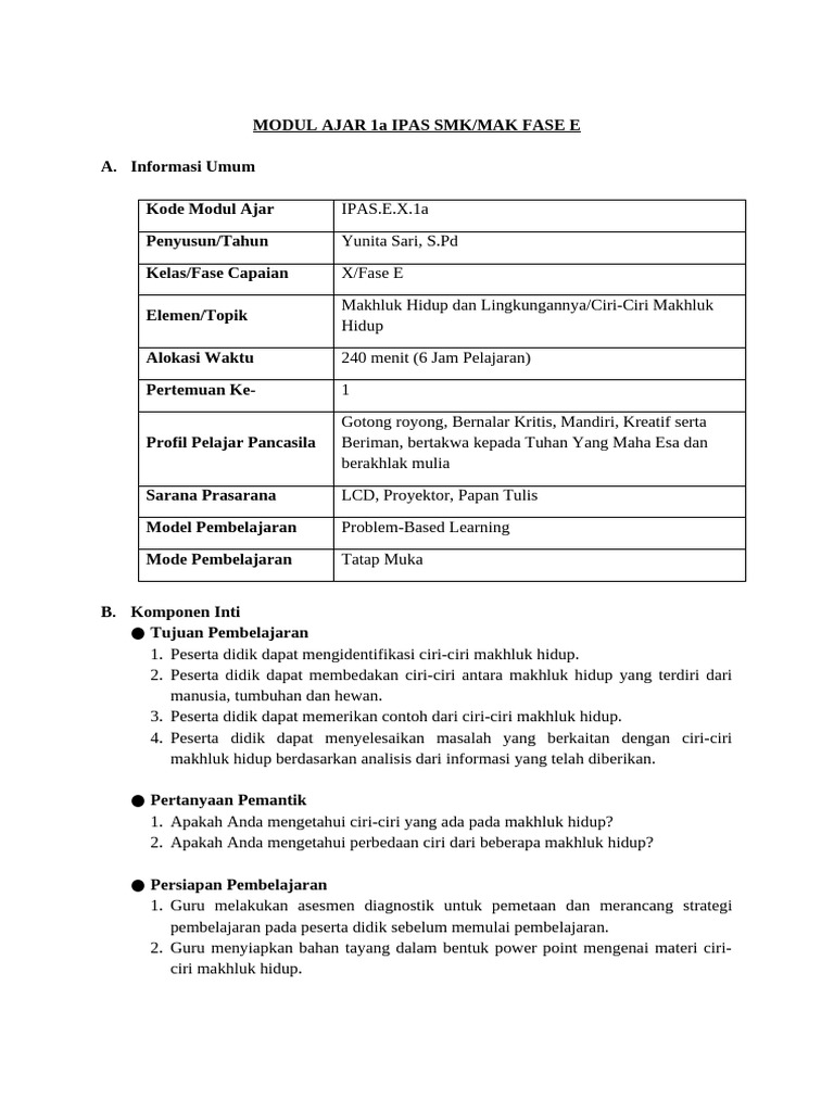 Modul Ajar_Proyek IPAS | PDF