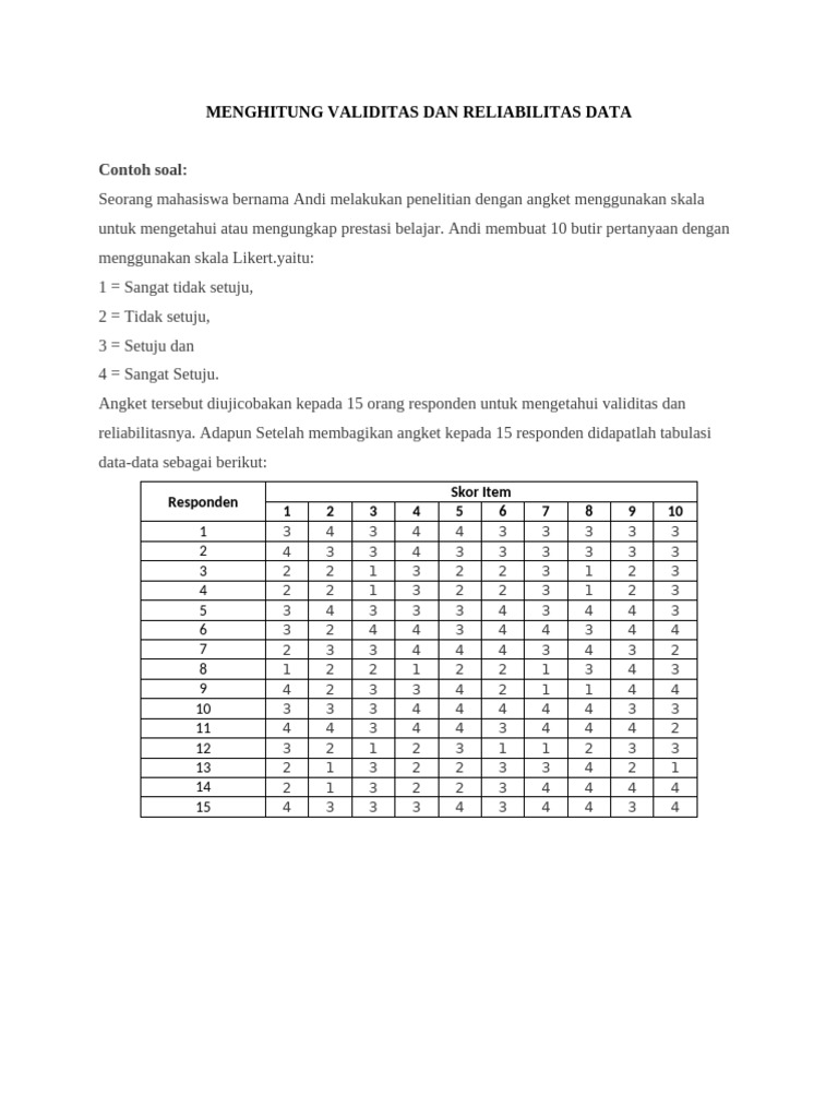 Validitas dan Reliabilitas Angket Penelitian | PDF