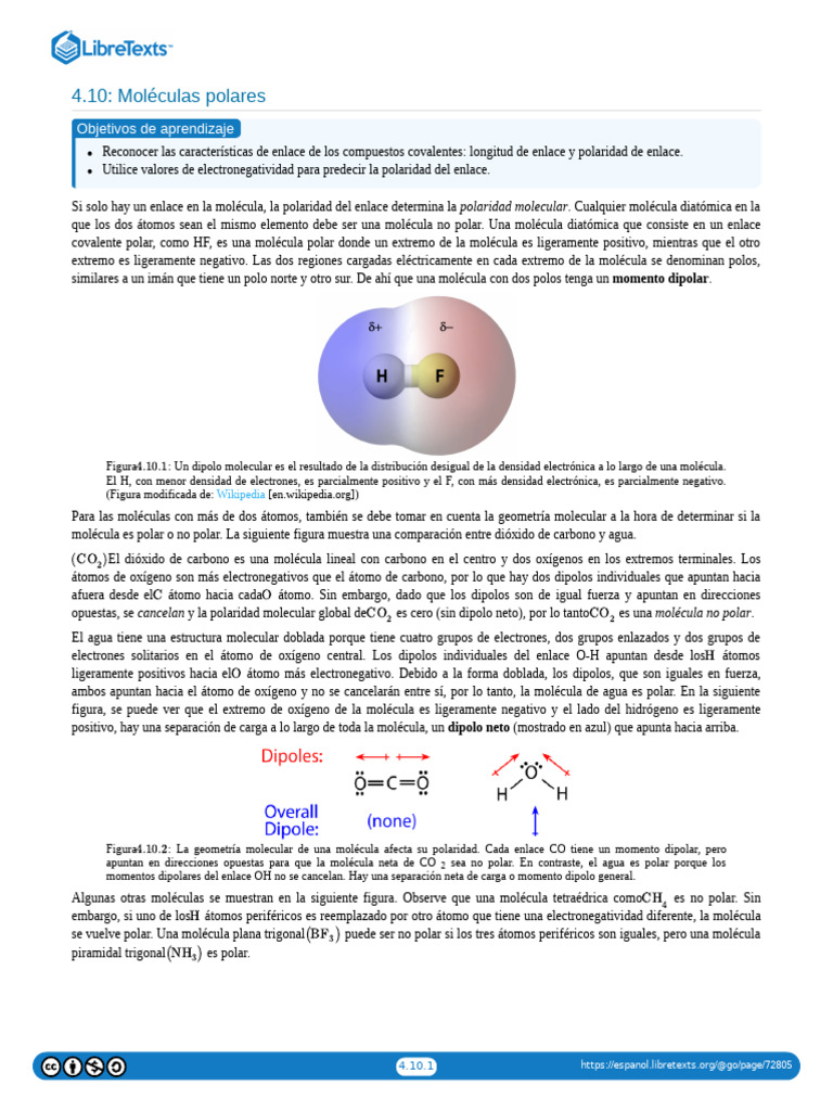 Características de moléculas polares | PDF | Polaridad química | Enlace ...