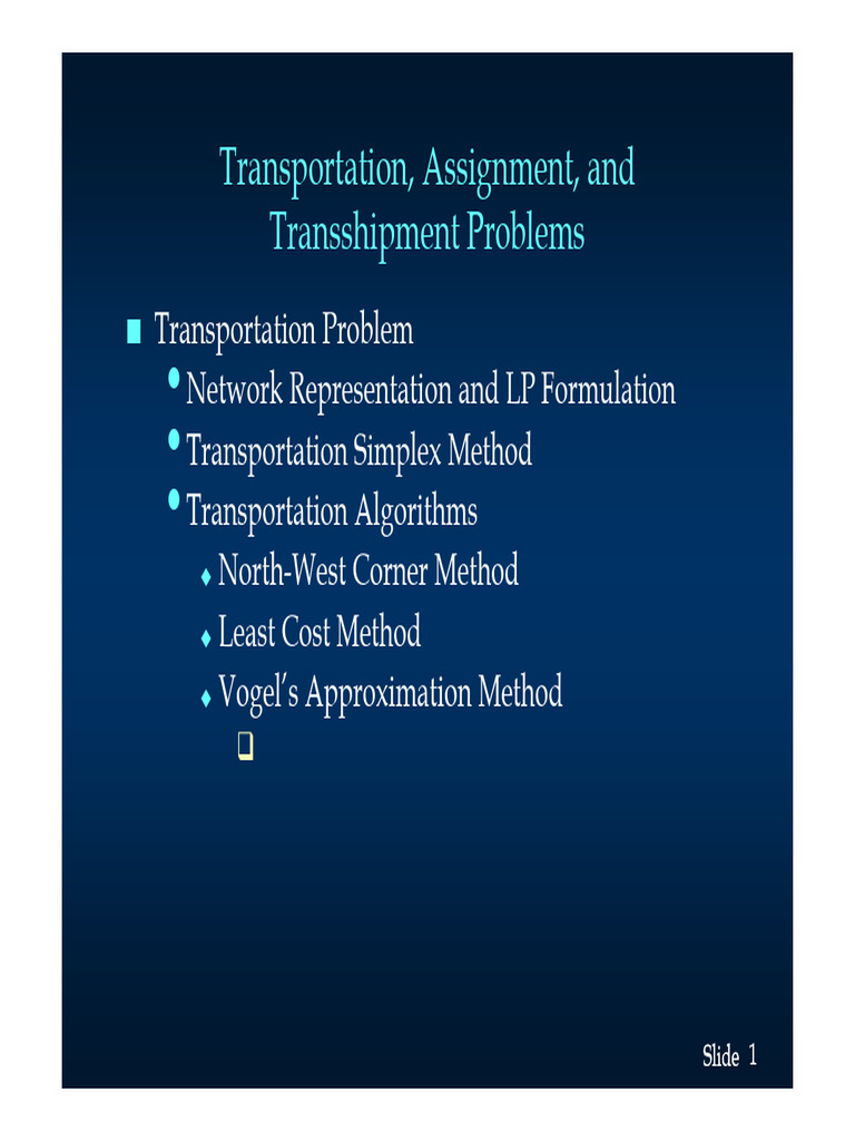 Ppt Transshipment Pdf Linear Programming Mathematical Analysis