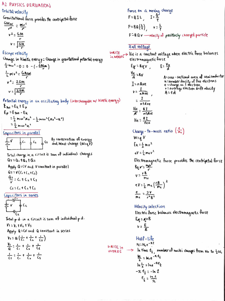 A2 Physics Derivation of Formulae | PDF