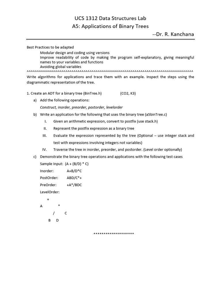 A5-BinTree | PDF | Computer Programming | Algorithms And Data Structures