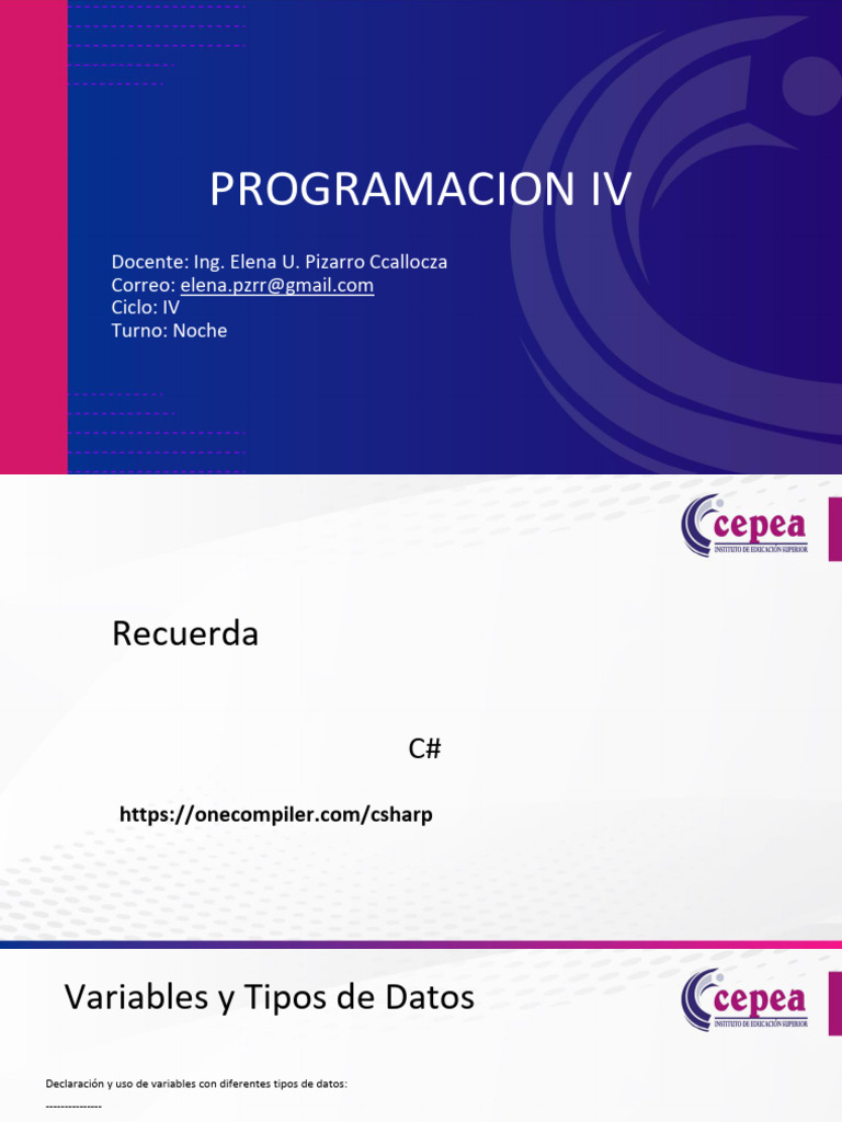 Programacion IV | PDF | C Sharp (lenguaje de programación) | Ciencias de la Computación