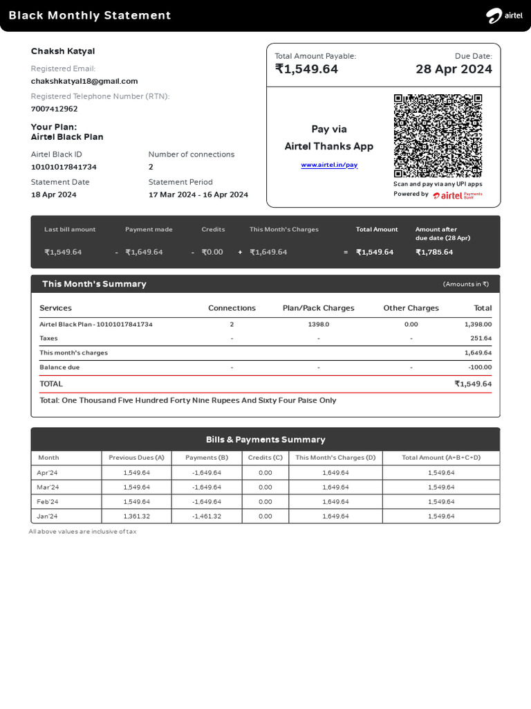 April Internet Bill | PDF | Payments | Cheque