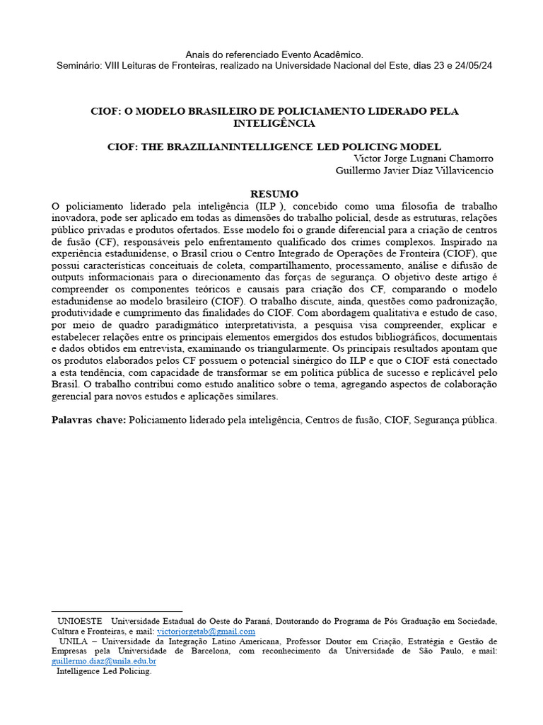 2024 - Chamorro - Diaz - Anais PY | PDF | Polícia | Os Estados Unidos
