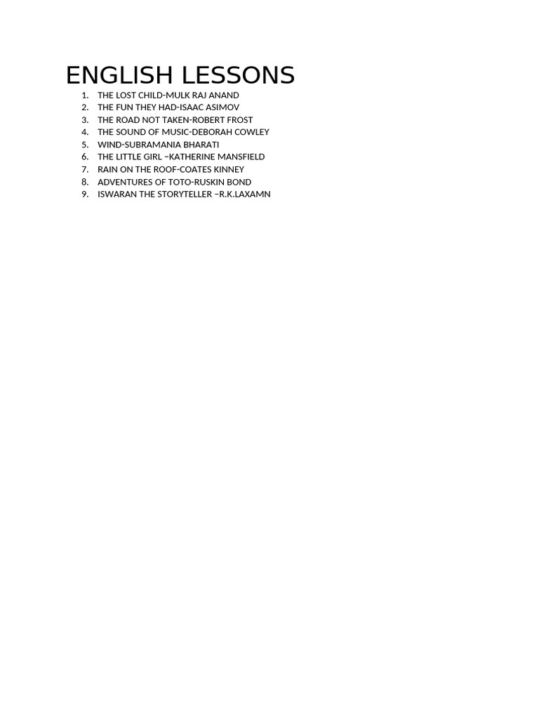English Lessons Class 9 | PDF
