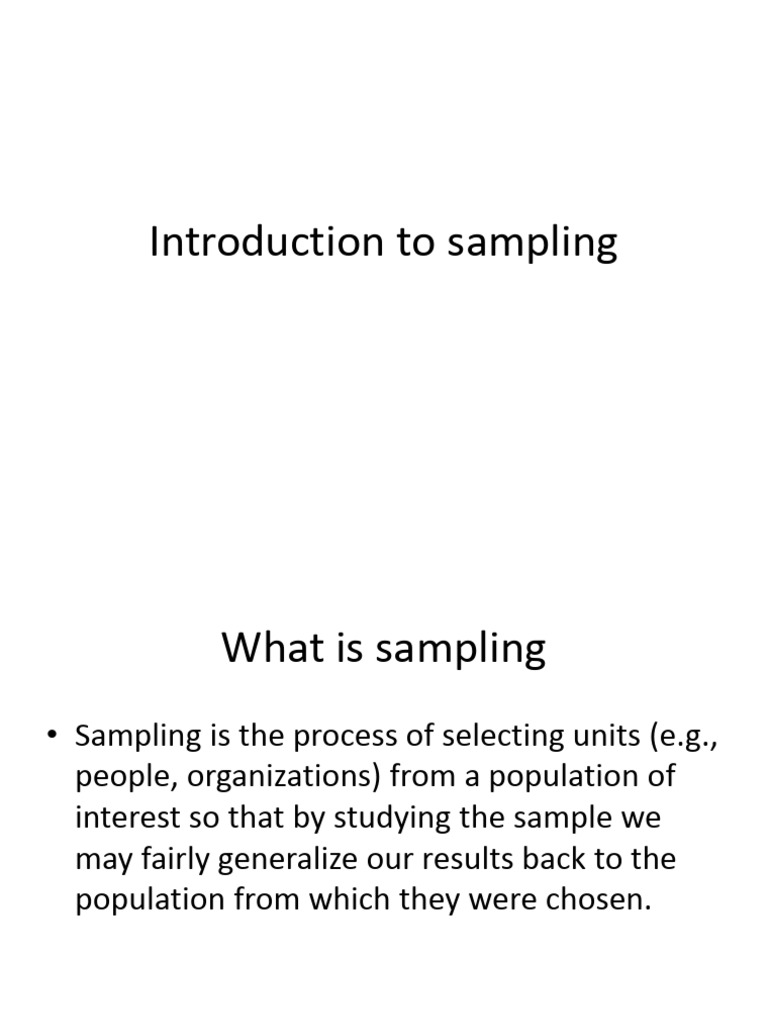 Introduction to Sampling | PDF | Sampling (Statistics) | Survey Methodology Introduction to Sampling | PDF | Sampling (Statistics) | Survey Methodology