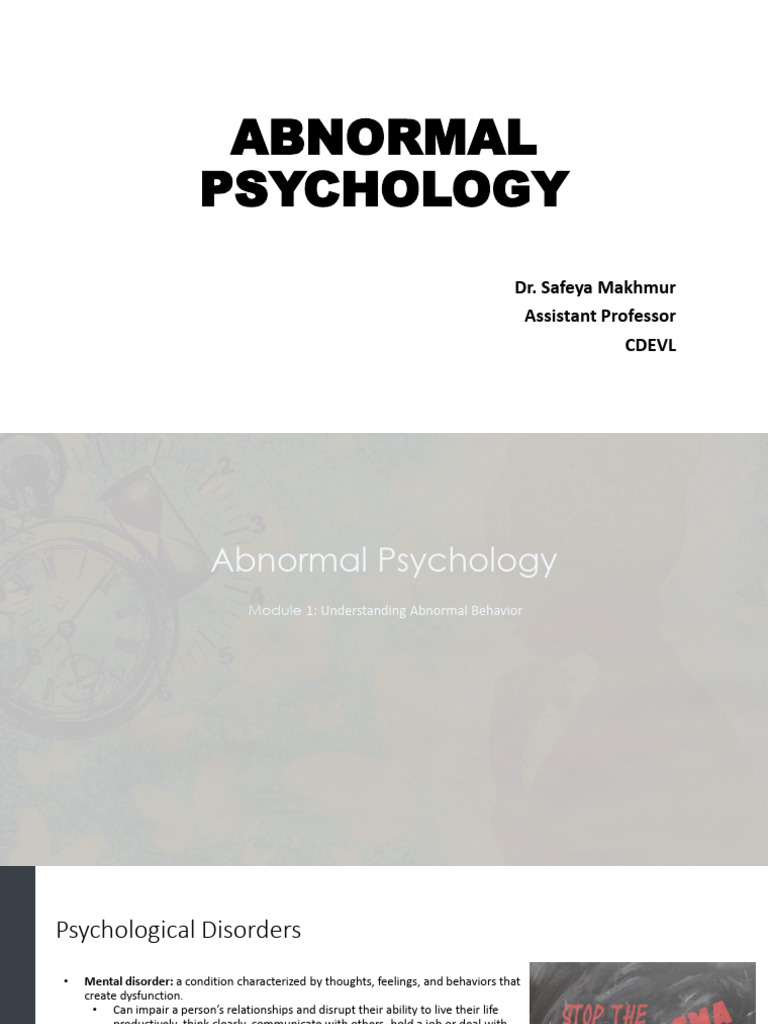 Abnormal Psychology PPT | PDF | Phobia | Mental Disorder