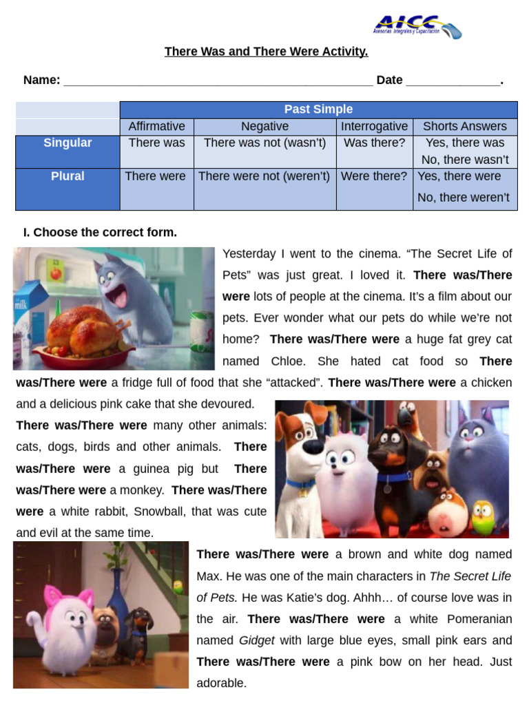There Was and There Were Activity | PDF