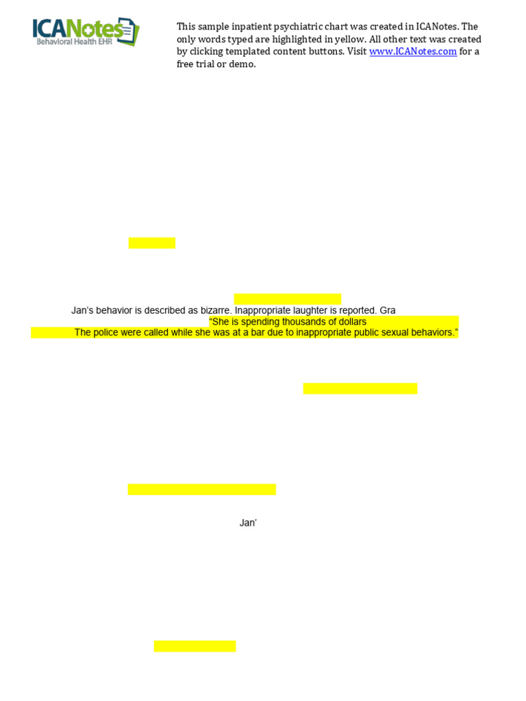 Psychiatric Assessment Summary | PDF | Mania | Psychosis