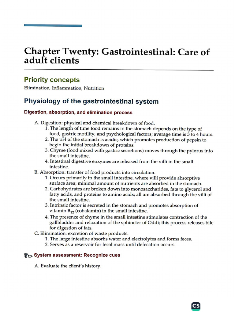 Gastrointestinal Concepts | PDF