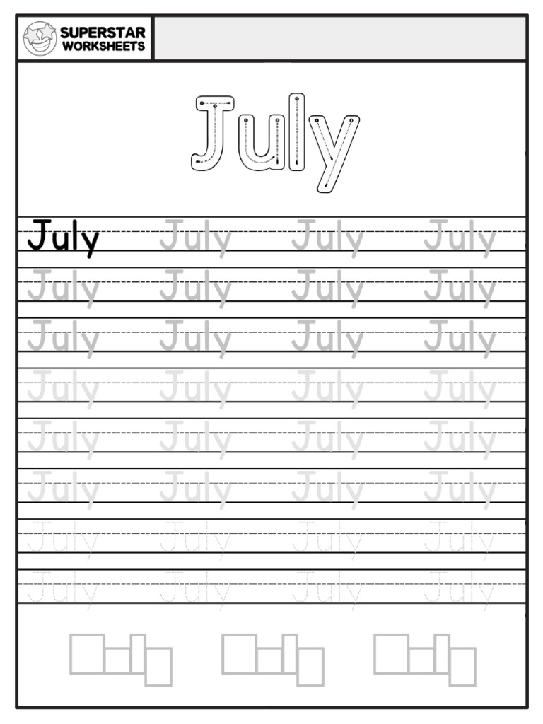 Handwriting Worksheet July | PDF