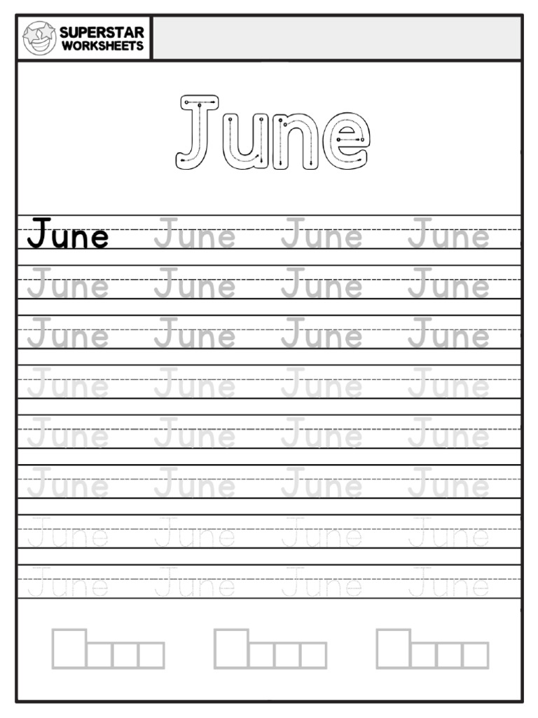 Handwriting Worksheet June | PDF