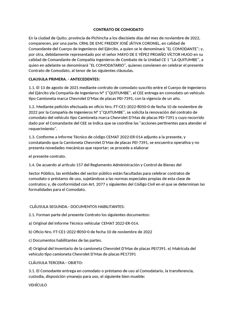 Contrato de Comodato | PDF | Mediación | Arbitraje