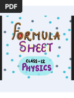 PHYSICS FORMULA SHEET CLASS 12 | PDF