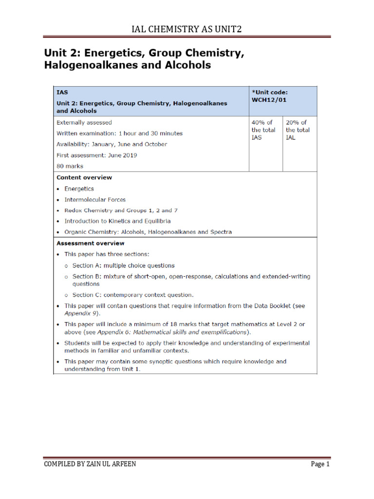 IAL Chemistry Unit 2 Notes by Zain | PDF | Intermolecular Force ...