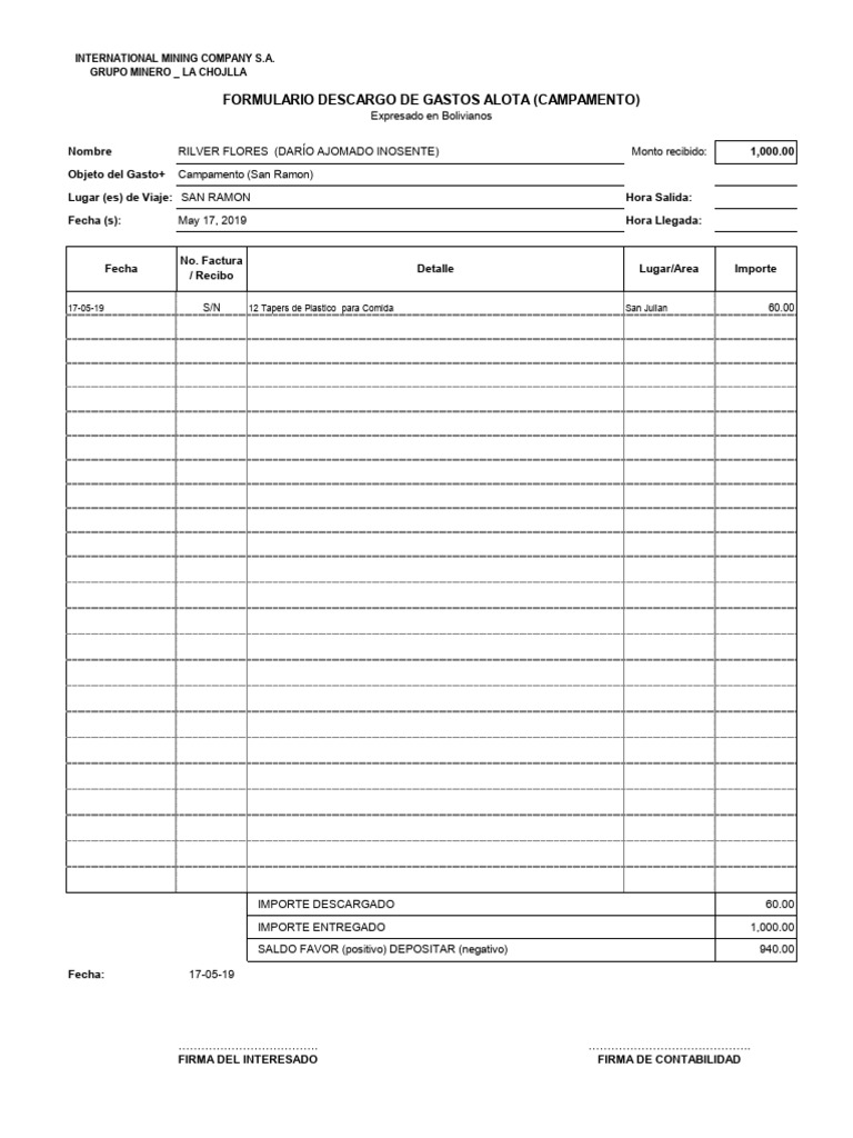 Formul Descargo Camp1 | PDF