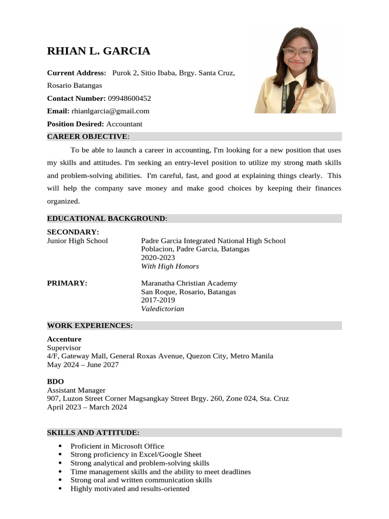 Resume and Application Letter | PDF | Cognition