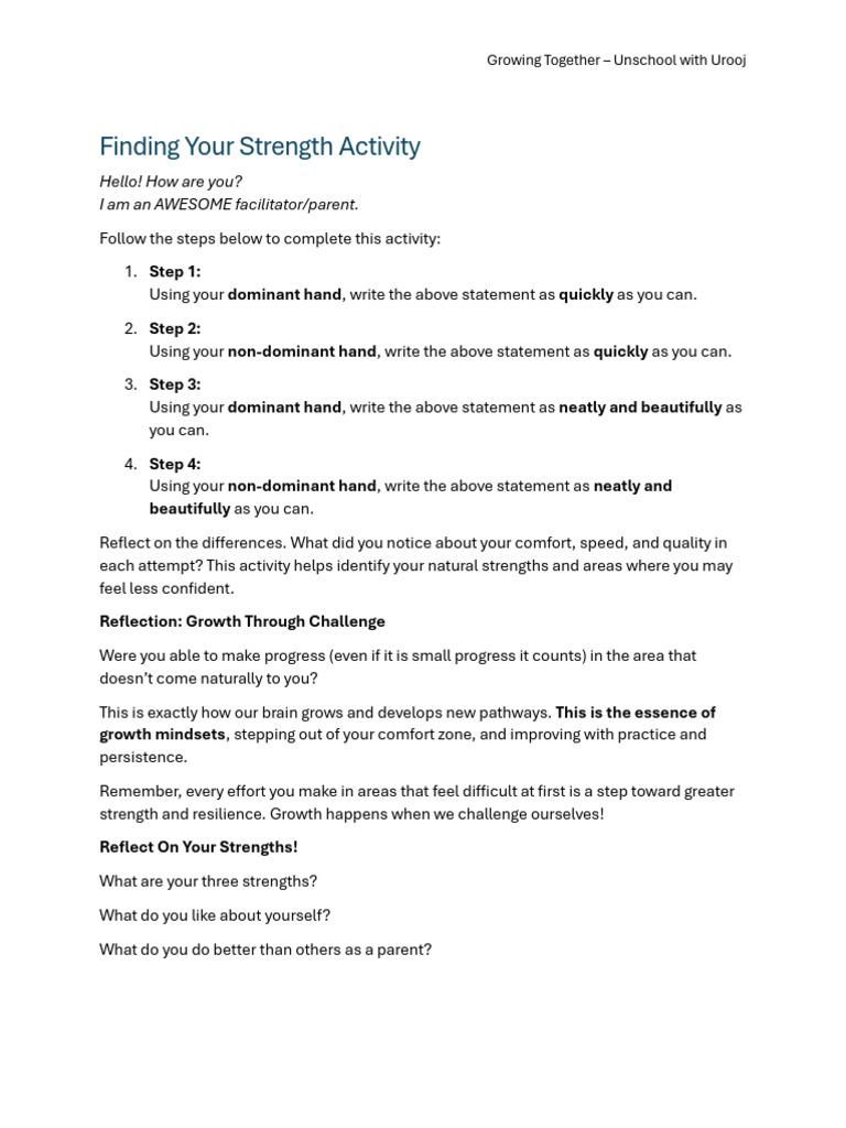 Finding Your Strength Activity | PDF