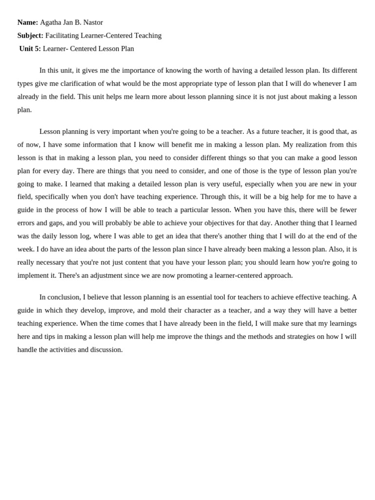 Flct- Unit 5 Reflection | PDF