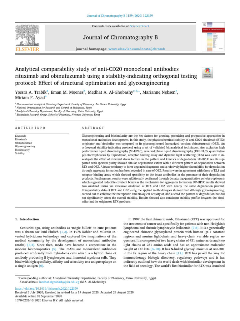 2020 - Analytical Comparability RTX-OBZ | PDF | Monoclonal Antibody ...