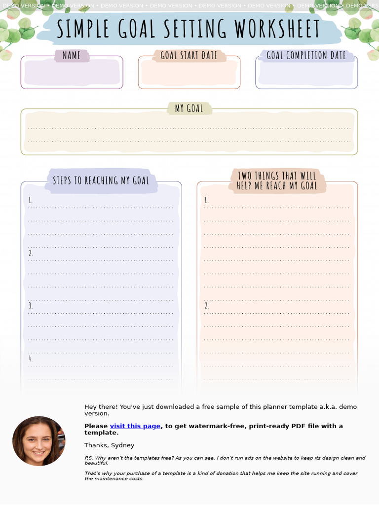 Simple_Goal_Setting_Worksheet_-_Floral_Style-a4gjb | PDF