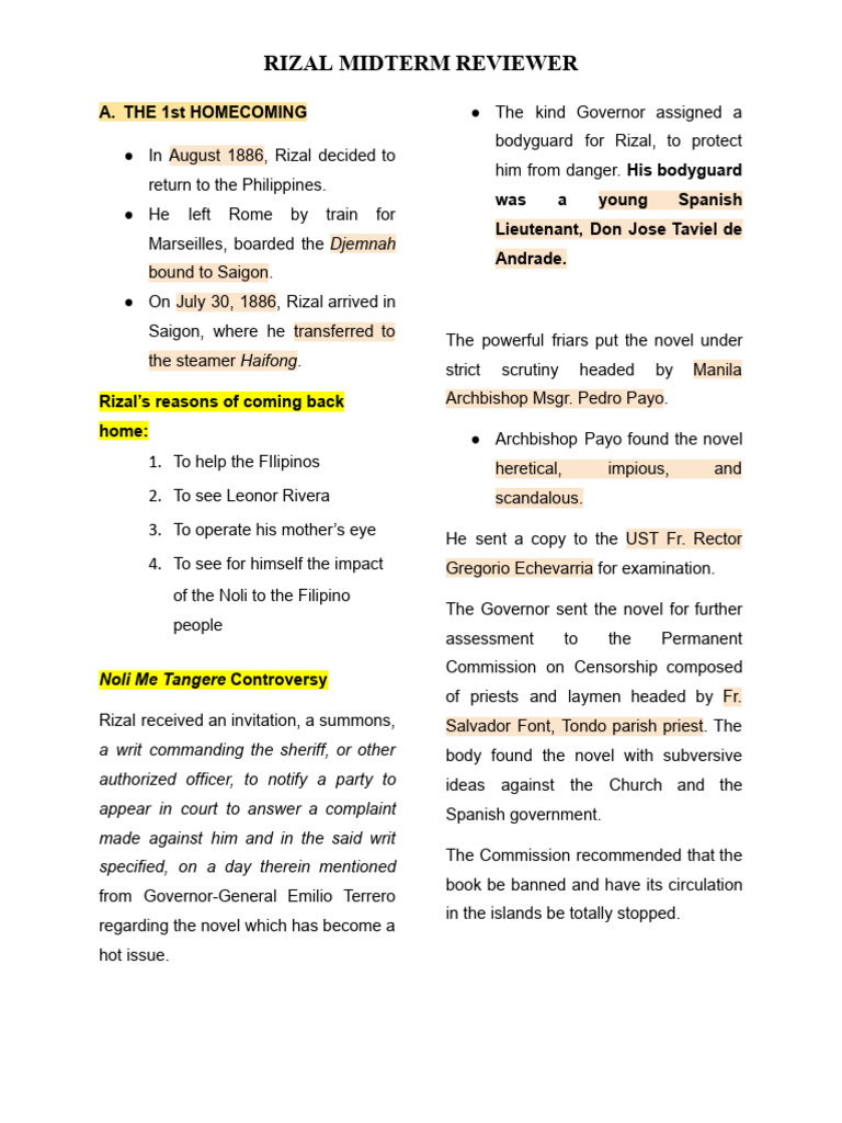 RIZAL MIDTERM REVIEWER | PDF
