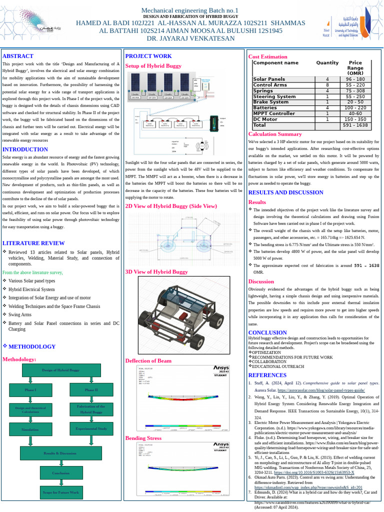 Phase 1 Poster Fabrication of Hybrid Buggy 1 | PDF | Photovoltaics ...