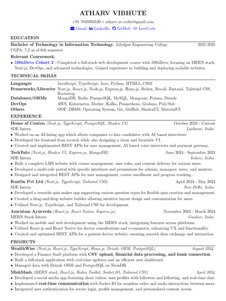 Atharv Vibhute | PDF | Web Development | Computing