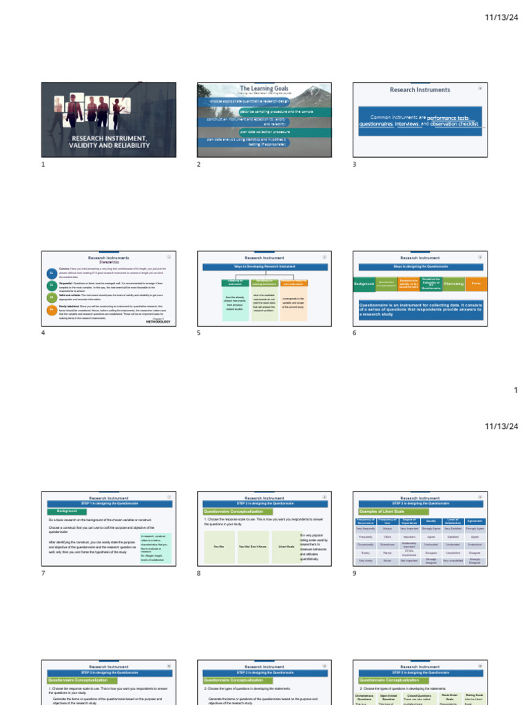 Research Instrument Validity and Reliability Handout | PDF | Validity ...