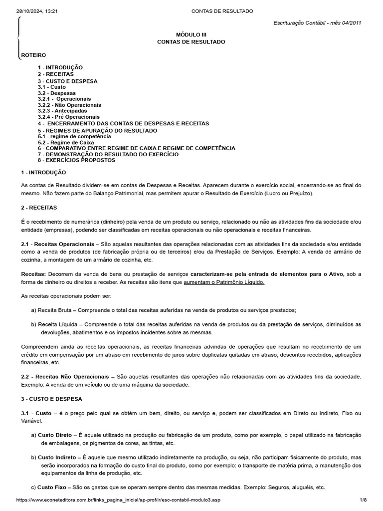 Módulo Iii | PDF | Receita | Contabilidade