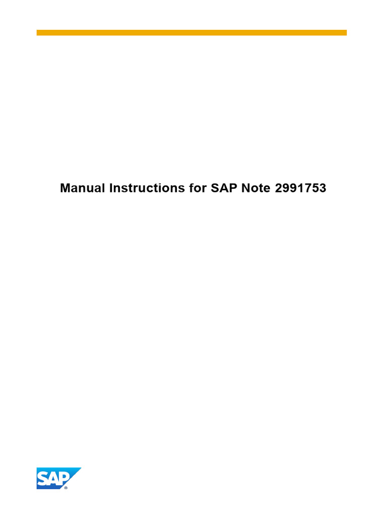 Manual Instructions For SAP Note 2991753 | PDF