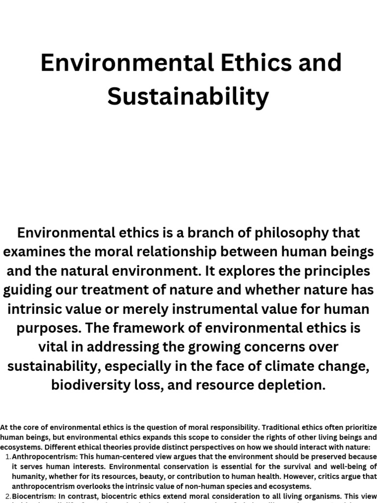 Environmental Ethics and Sustainability | PDF | Environmental Ethics ...