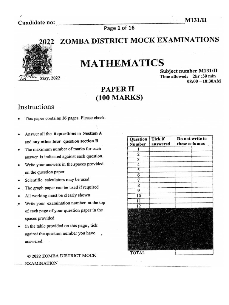 Mock Maths Scan-1 | PDF