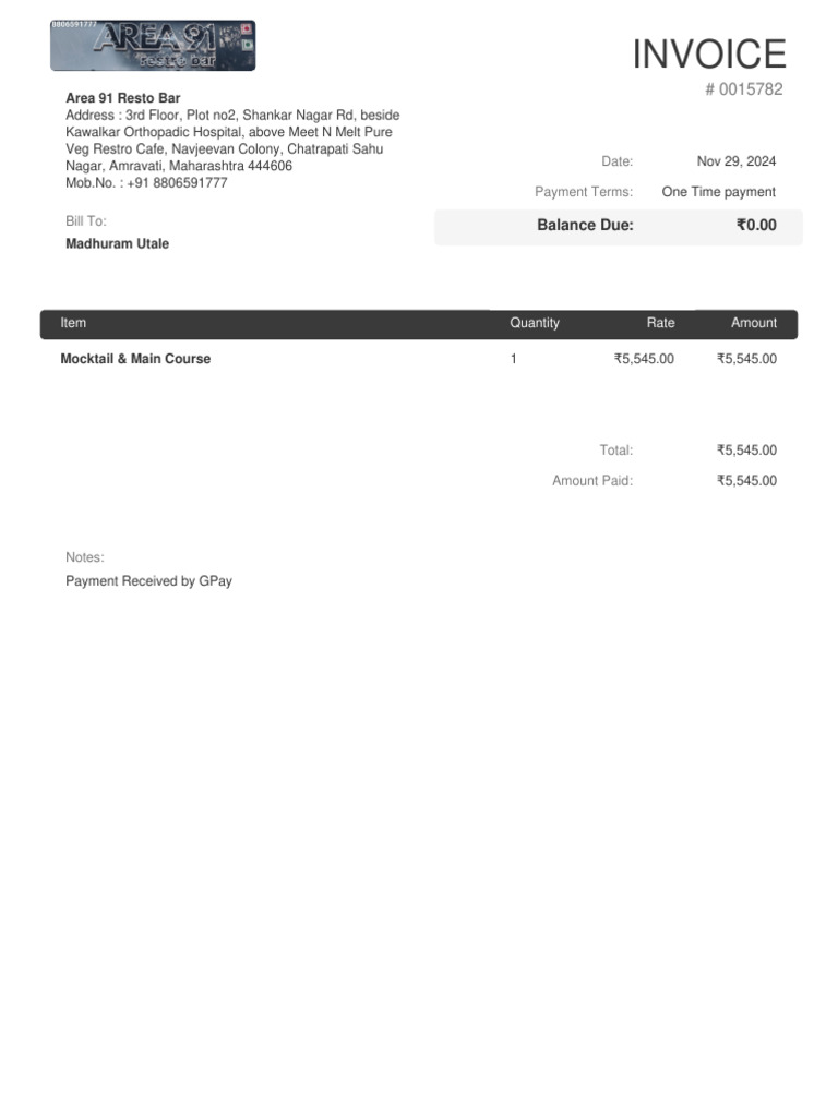 Invoice 0015782 | PDF