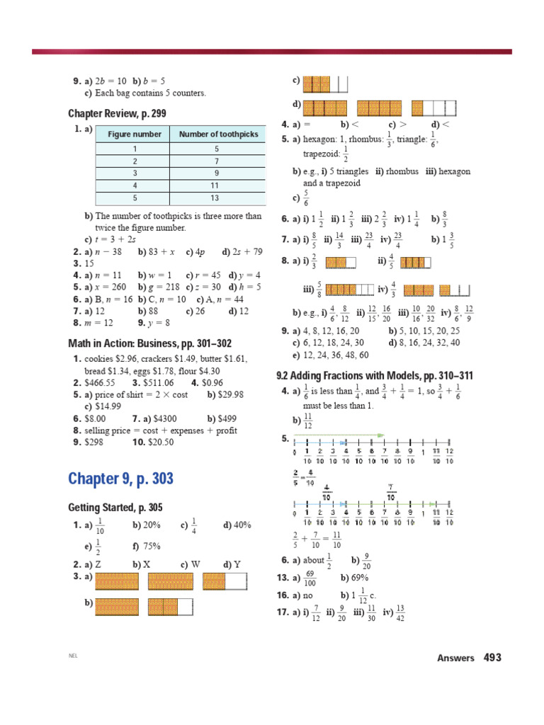 Grade 7 Chapter 9 Answers | PDF | Elementary Mathematics | Linear ...