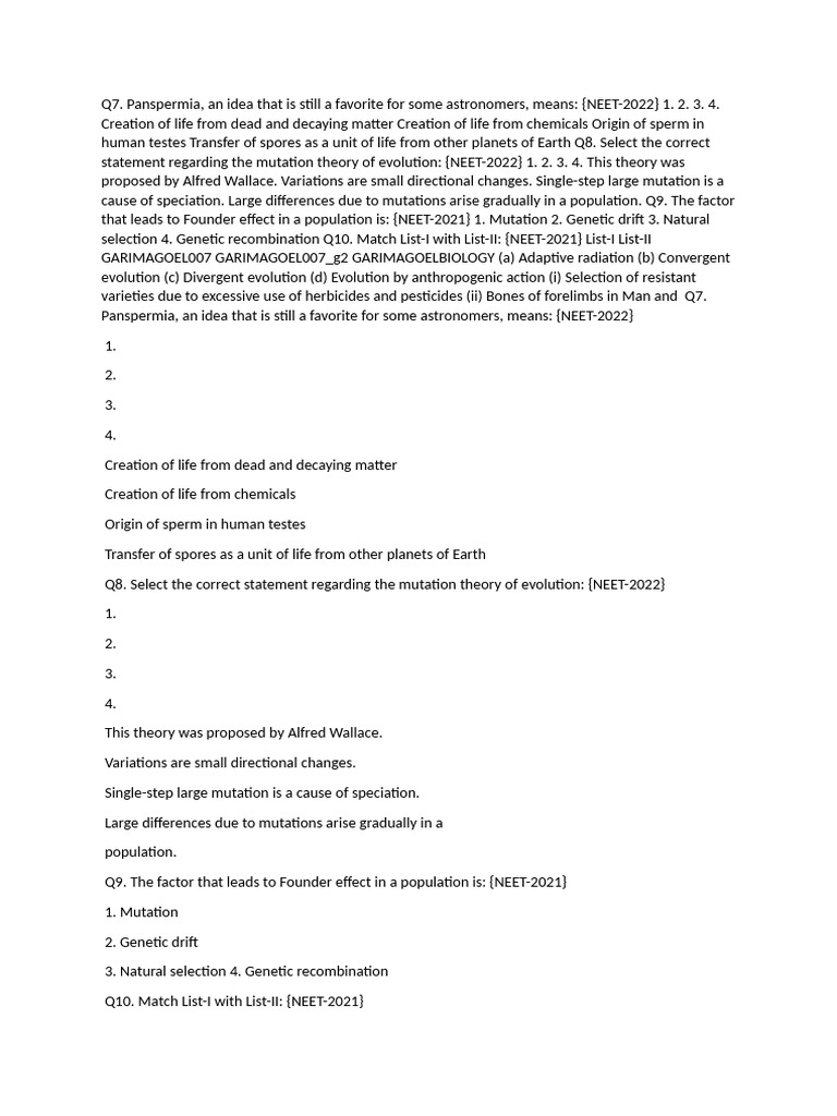 Q7 | PDF | Evolution | Natural Selection