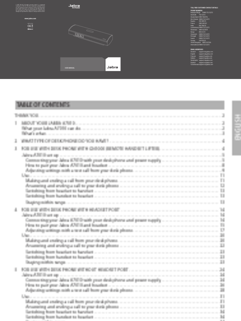 Jabra Wireless Ear Piece | PDF | Telephone | Telephony