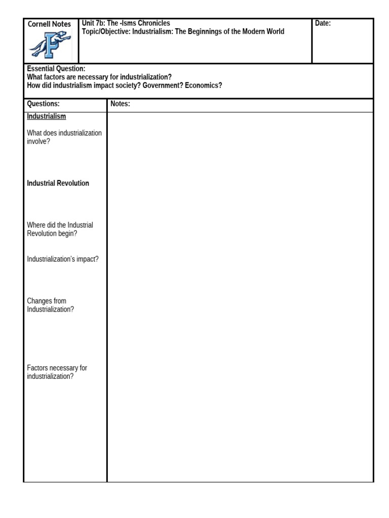 Industrial Revolution Cornell Notes | PDF | Karl Marx | Communism