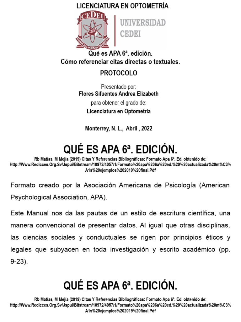 Clase Investigacion I (Qué es APA 6ª. edición. Cómo referenciar citas ...