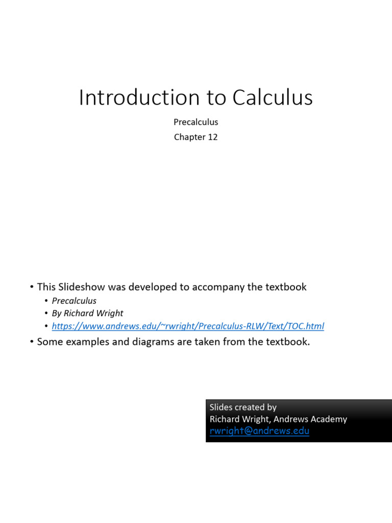 Precalculus 12 Introduction To Calculus | PDF | Limit (Mathematics ...