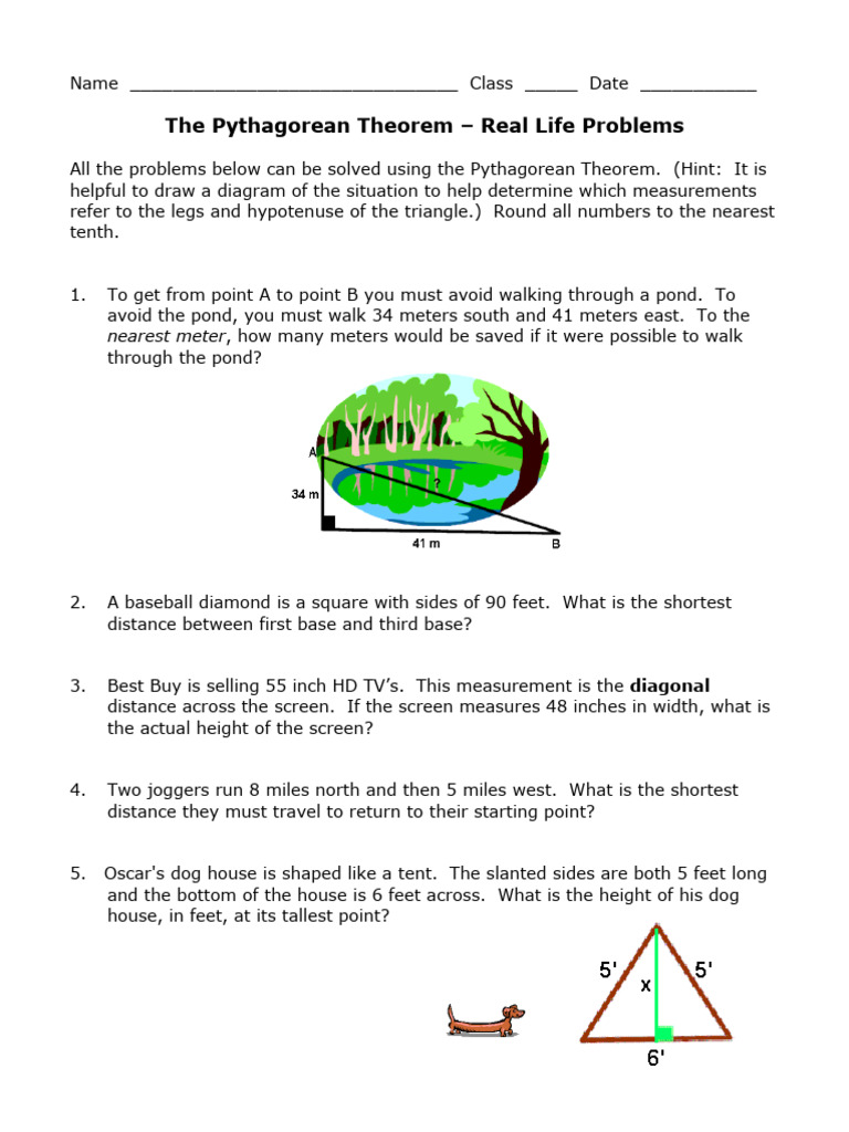 2. Pythagorean Theorem - Real Life Problems | PDF | Foot (Unit ...