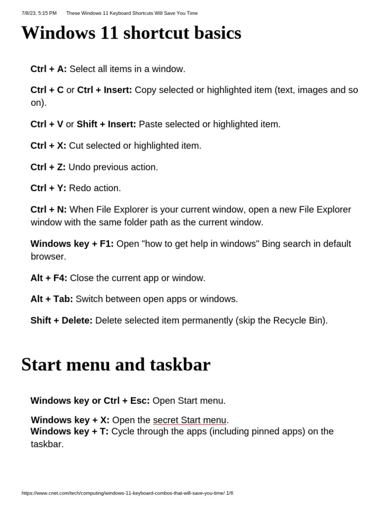 These Windows 11 Keyboard Shortcuts Will Save You Time | PDF | Cursor ...